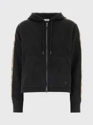 Burberry Hooded Zip-up Cotton Sweatshirt With Embroidered Ekd Logo - Black