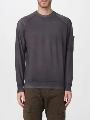 C.P. COMPANY Wool Crewneck Jumper With Long Sleeves And Patch Pocket - Black