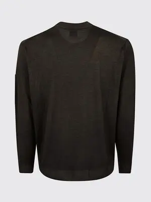 C.P. COMPANY Wool Crewneck Jumper With Long Sleeves And Patch Pocket - Brown