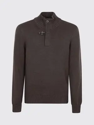 FAY Wool Long-sleeved Turtleneck With Toggle Fastening - Brown