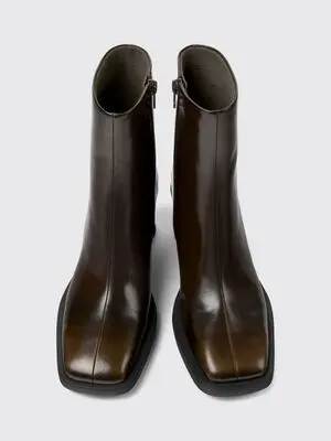 Camper Louise Smooth Leather Wedge Ankle Boots With Squared Toe