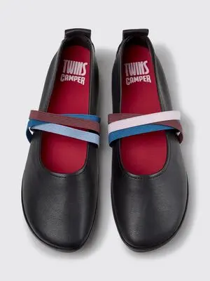 Camper Twins Multi Striped Leather Mary Jane Flats