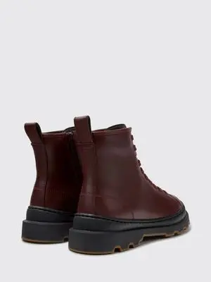 Camper Brutus+ Combat Boots In Calfskin With Side Zip And Lug Sole