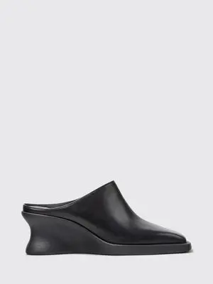Camper Louise Calf Leather Wedge Mules With Square Toe