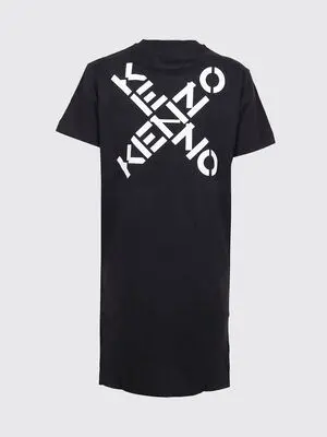 Kenzo Cotton T-shirt Mini Dress With Sequins And Asymmetrical Hem