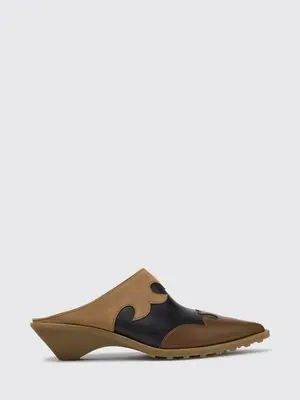 Camper Anita Smooth Calfskin Mules With Low Flared Heel