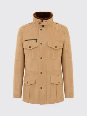 Brunello Cucinelli Shearling Utility Jacket With High Neck And Patch Pockets
