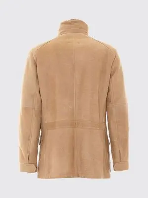 Brunello Cucinelli Shearling Utility Jacket With High Neck And Patch Pockets