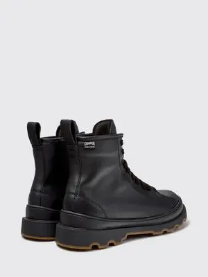 Camper Brutus+ Smooth Calfskin Combat Boots With Lug Sole - Black