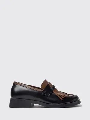 Camper Twins Leather Penny Loafers With Two-tone Design And Fringes