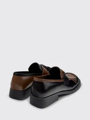 Camper Twins Leather Penny Loafers With Two-tone Design And Fringes