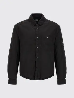 C.P. COMPANY Recycled Nylon Zip-up Shirt Jacket With Classic Collar - Black