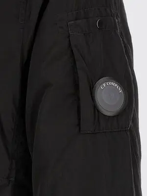 C.P. COMPANY Recycled Nylon Zip-up Shirt Jacket With Classic Collar - Black