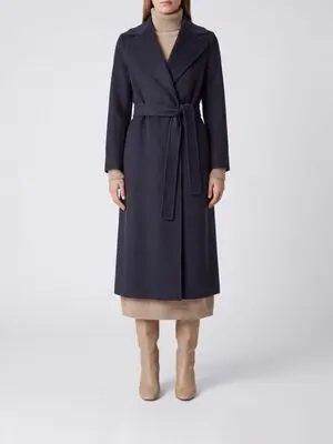 Max Mara Long Belted Pure Wool Robe Coat - Ink
