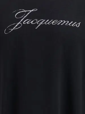 Jacquemus Long-sleeved Organic Cotton And Hemp T-shirt With Logo Print - Black