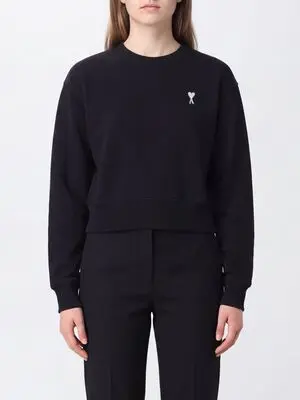 AMI Paris Crewneck Sweatshirt With Embroidered Logo - Black