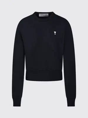 AMI Paris Crewneck Sweatshirt With Embroidered Logo - Black