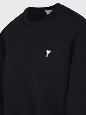 AMI Paris Crewneck Sweatshirt With Embroidered Logo - Black