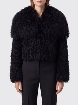 Attico Short Faux Fur Coat With Shawl Collar