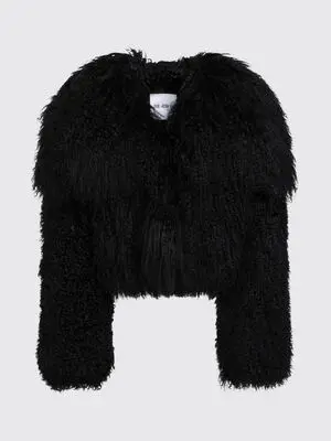 Attico Short Faux Fur Coat With Shawl Collar