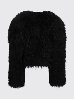 Attico Short Faux Fur Coat With Shawl Collar