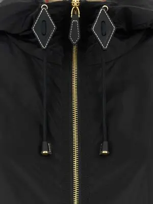 Burberry Cropped Hooded Nylon Windbreaker Jacket With Zip Fastening