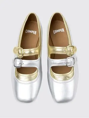 Camper Casi Myra Bi Laminated Leather Mary Jane Ballerinas With Double Strap