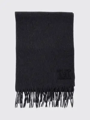 Max Mara 100% Pure Cashmere Scarf With Embroidered Logo Detail - Grey