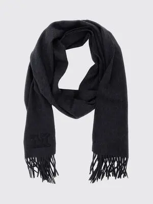 Max Mara 100% Pure Cashmere Scarf With Embroidered Logo Detail - Grey