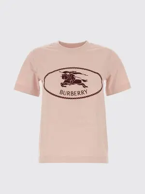 Burberry Crewneck Cotton T-shirt With Contrasting Ekd Logo - Pink