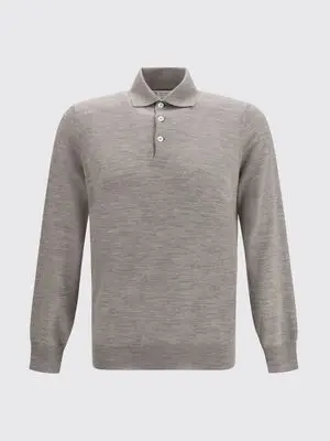 Brunello Cucinelli Long-sleeved Knit Cashmere Polo Shirt