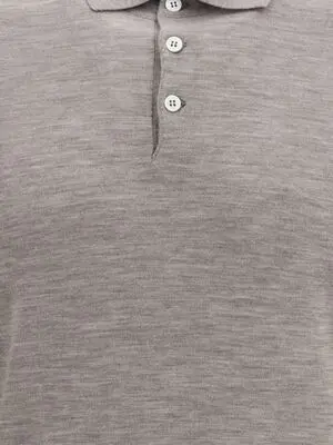 Brunello Cucinelli Long-sleeved Knit Cashmere Polo Shirt