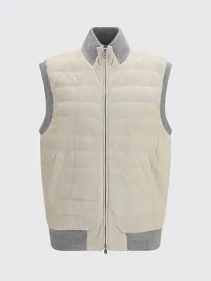 Brunello Cucinelli Padded Suede Vest With High Neck And Zip