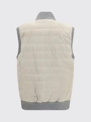 Brunello Cucinelli Padded Suede Vest With High Neck And Zip