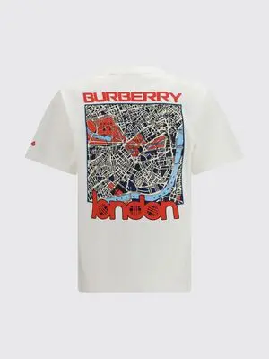 Burberry Cotton T-shirt With Graphic Print And Contrasting Logo