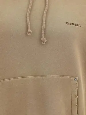 GOLDEN GOOSE Cotton Hoodie With Contrasting Embroidered Logo