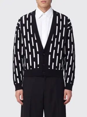 Versace Abstract All-over Pattern Wool Cardigan With V-neck