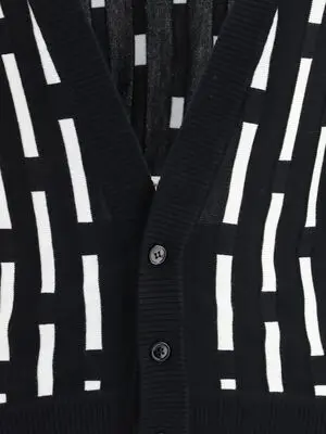 Versace Abstract All-over Pattern Wool Cardigan With V-neck