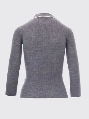 Elisabetta Franchi Slim Fit Long-sleeved Ribbed Knitted Polo Shirt - Grey