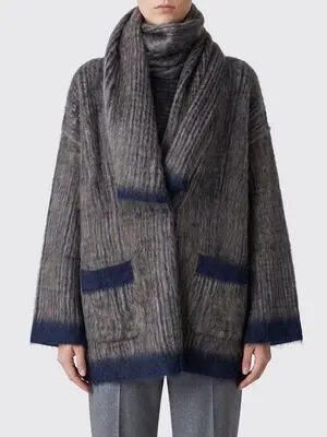 Brunello Cucinelli Abstract Pattern Mohair Wool Blend Robe Cardigan