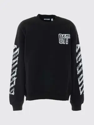 Off-White Cotton Crewneck Sweatshirt With Rear Arrow Logo Print