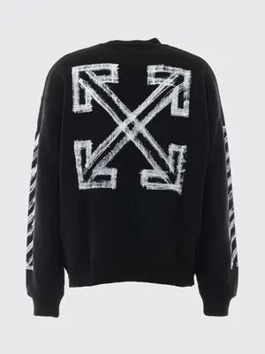 Off-White Cotton Crewneck Sweatshirt With Rear Arrow Logo Print