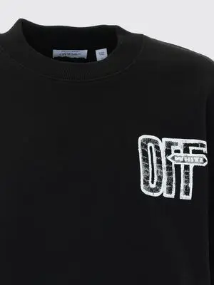 Off-White Cotton Crewneck Sweatshirt With Rear Arrow Logo Print