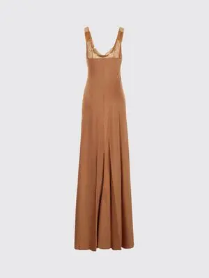 FORTE_FORTE Long Satin Slip Dress With Lace Inserts