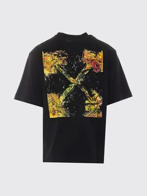 Off-White Cotton Crewneck T-shirt With Rear Arrow Logo Print