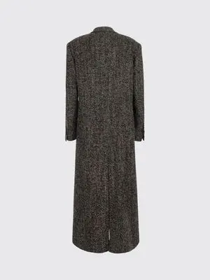Tagliatore Chevron Pattern Double-breasted Long Wool Coat With Classic Lapels