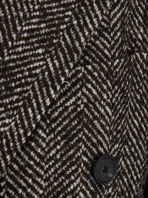 Tagliatore Chevron Pattern Double-breasted Long Wool Coat With Classic Lapels