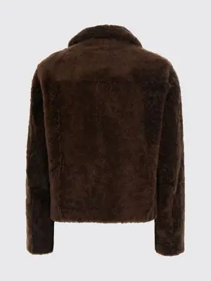 Brunello Cucinelli Double-breasted Short Shearling Coat With Classic Collar - Brown