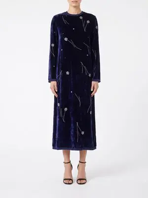 FORTE_FORTE Floral Embroidered Velvet Midi Tunic With Beads