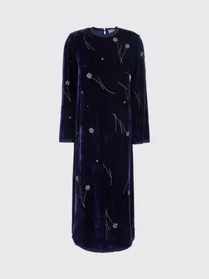 FORTE_FORTE Floral Embroidered Velvet Midi Tunic With Beads